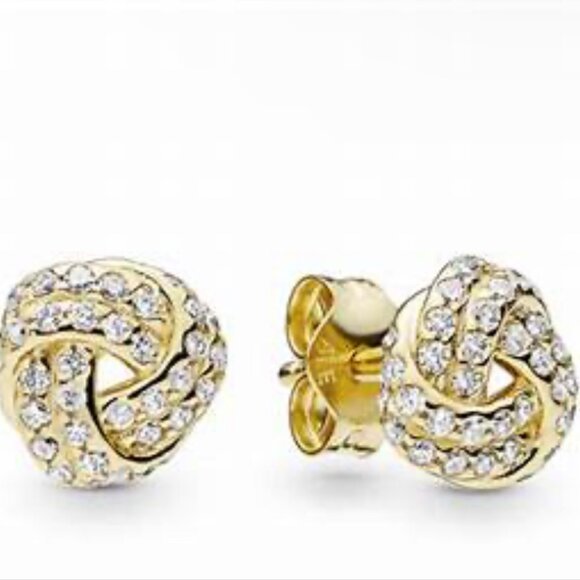 Pandora | Jewelry | Pandora Shine Sparkling Love Knot Earrings And Dust ...